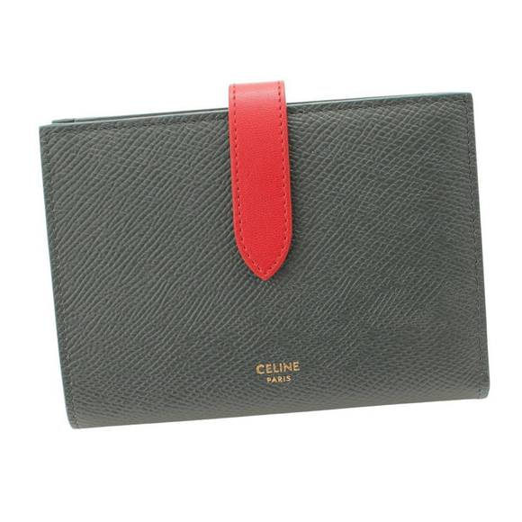Celine | Bags | Celine Folding Medium Green Wallet Strap Red | Poshmark